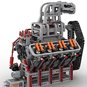 QOVO V8 Engine Motor Building Kit That Works, Dynamic OHV General Motors Building Blocks Toy, Mini Engine MOC - (2106PCS)