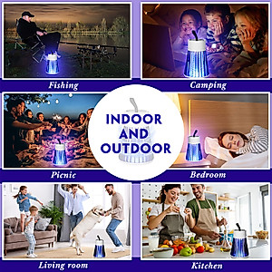 Kittmip 2 Pcs Electric Bug Zapper Bulk Rechargeable Mosquito Killer Fly Zapper Mosquito Trap Outdoor Portable Mosquito Lamp with USB and Hanging Loop for Home Camp Insect, Up to 6 Hours of Battery