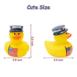 Haooryx 20Pcs Patriotic Rubber Duckies Toys, Novelty Funny Squeeze Ducks Holiday Patriotic Party Supplies Red Blue White Bathtub Duck Toys Baby Shower Float Ducky School Goodie Bag Filler Class Reward