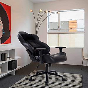 Massage Gaming Chair Big and Tall Gaming Chair - Metal Base High Back Racing Game Chair Computer Chair, Ergonomic Leather Executive Gaming Chair with Headrest and Lumbar Pillow