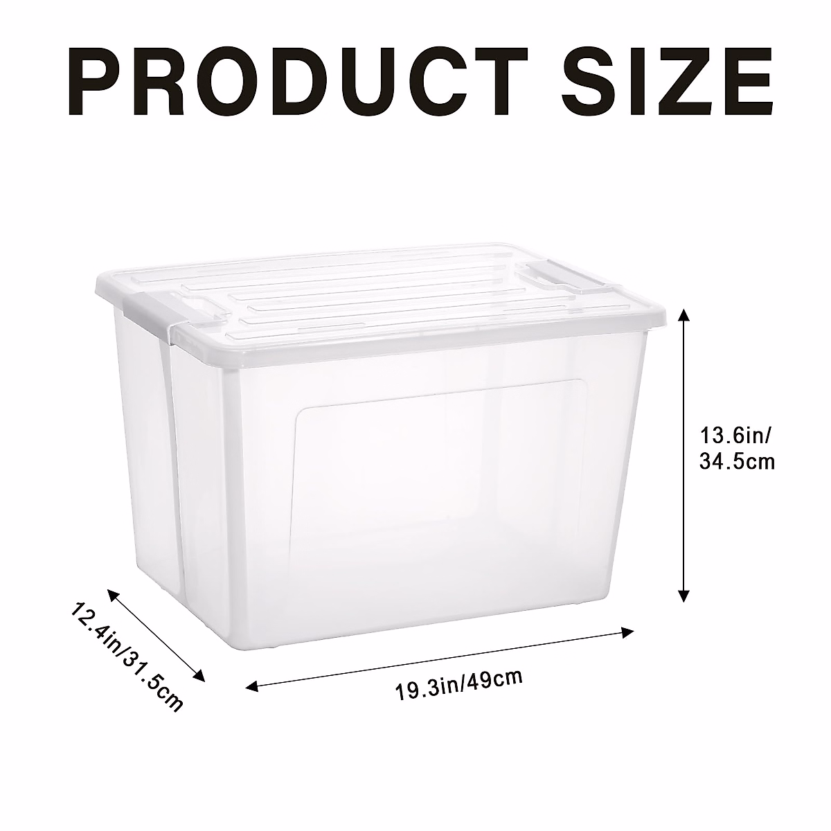 Uyorm 56 Quart Ultra Latch Box Large Storage Bins Waterproof Utility Tote Organizing Container Box with Buckle Lid Collapsible Clear Plastic Storage Box for Clothes and Bedding Transparent