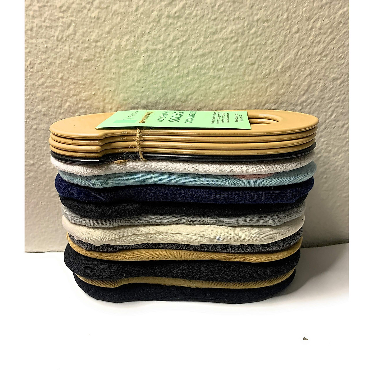 No Show Socks Underwear Drawer Organizer Divider. Holds up to 8 pairs of socks each. Laundry Helper, Color Coding Socks, Washing Air Drying Socks. For Travel, Storage,Black, Tan