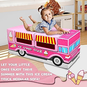 Kids Couch Sofa Toddler Modular Couch for Bedroom Playroom, Fold Out Couch Sofa Set for Imaginative Boy Girl, Convertible Toddler Couch with Washable Covers