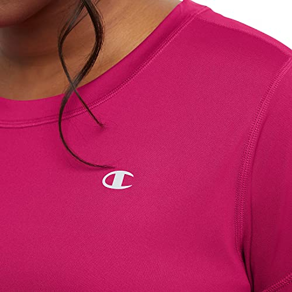 Champion, Classic Sport, Moisture-Wicking T-Shirt, Athletic Top for Women, Fantastic Fuchsia Reflective C Logo, 4X Plus