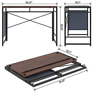 YOMT Foldable Desks for Small Spaces,Small Folding Writing Computer Desk Table with Storage Bag,Portable desks for Home Office,Brown