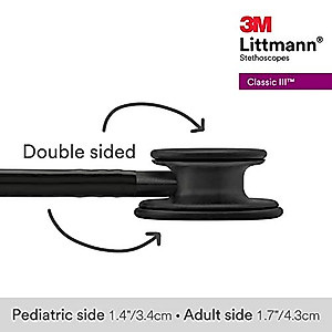 3M Littmann Classic III Monitoring Stethoscope, Black Edition Chestpiece, Black Tube, 27 inch, 5803