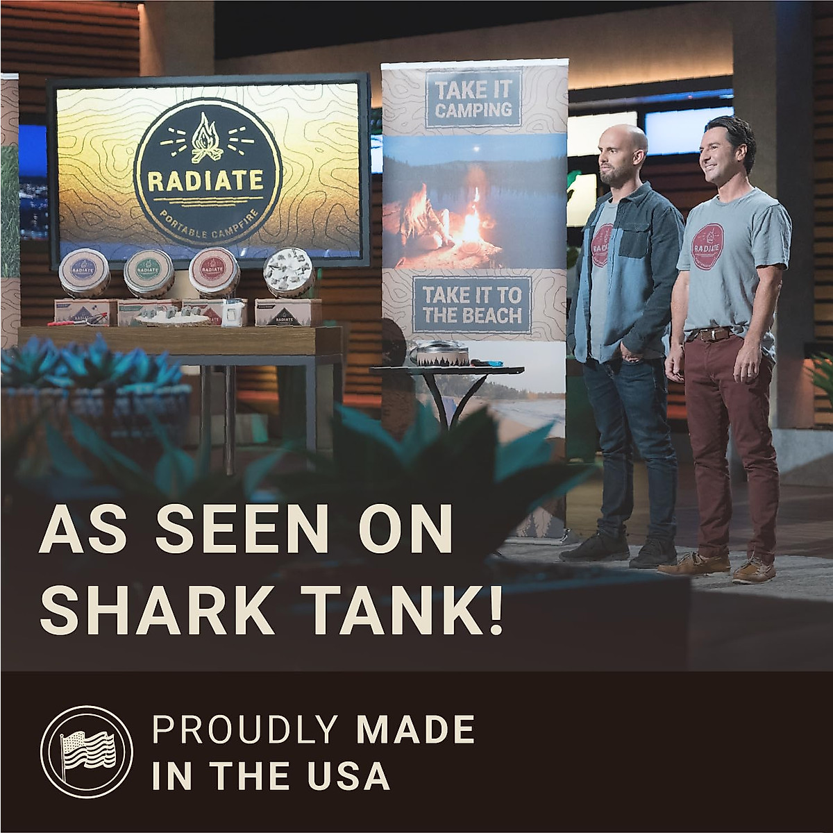 Radiate 2 Pack XL 8" Portable Campfire As Seen On Shark Tank - Up to 5 Hours of Burn Time - Reusable Travel Fire Pit for Camping, Patios and Beach Days - Great Alternative to a Real Fire - Made in USA