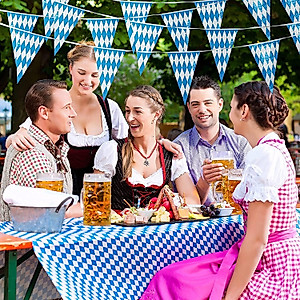 Oktoberfest Decorations, 131 Feet Oktoberfest Bavarian Check Flag, Oktoberfest Bavarian Pennant Banner Flag, Oktoberfest Decorations Octoberfest Party Supplies-4PCS