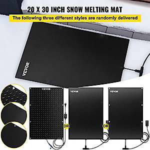 VEVOR, 20in x 30in Walkway, 120V Ice, PVC Heated 6ft Power Cord, Slip-Proof, Ideal Winter Outdoor Snow Mat, 2'' per Hour Melting Speed, Black