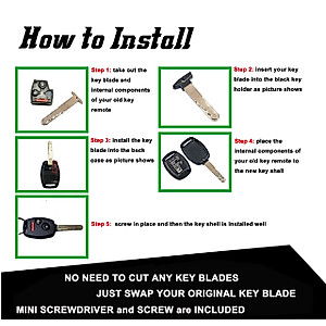 Replacement Key Fob Shell Fit for Honda Accord Crosstour Civic Odyssey CR-V CR-Z Fit 3 Buttons Keyless Entry Remote Case Car Key Housing (Casing Only)