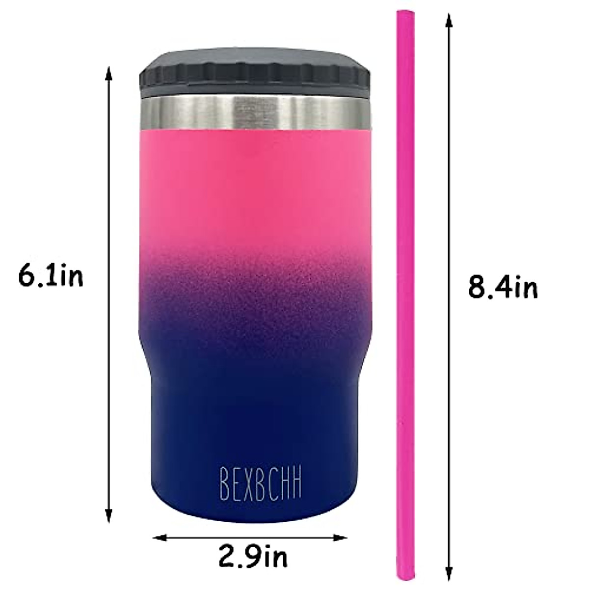 Bexbchh 4-in-1 Slim Can Cooler for 12oz Cans and Beer Bottles,Stainless Steel Double-Wall Insulated Beer Cooler,Universal Beverage Can Holder Keep Drinks Cold,Can Coozie Insulated for Beer, Soda