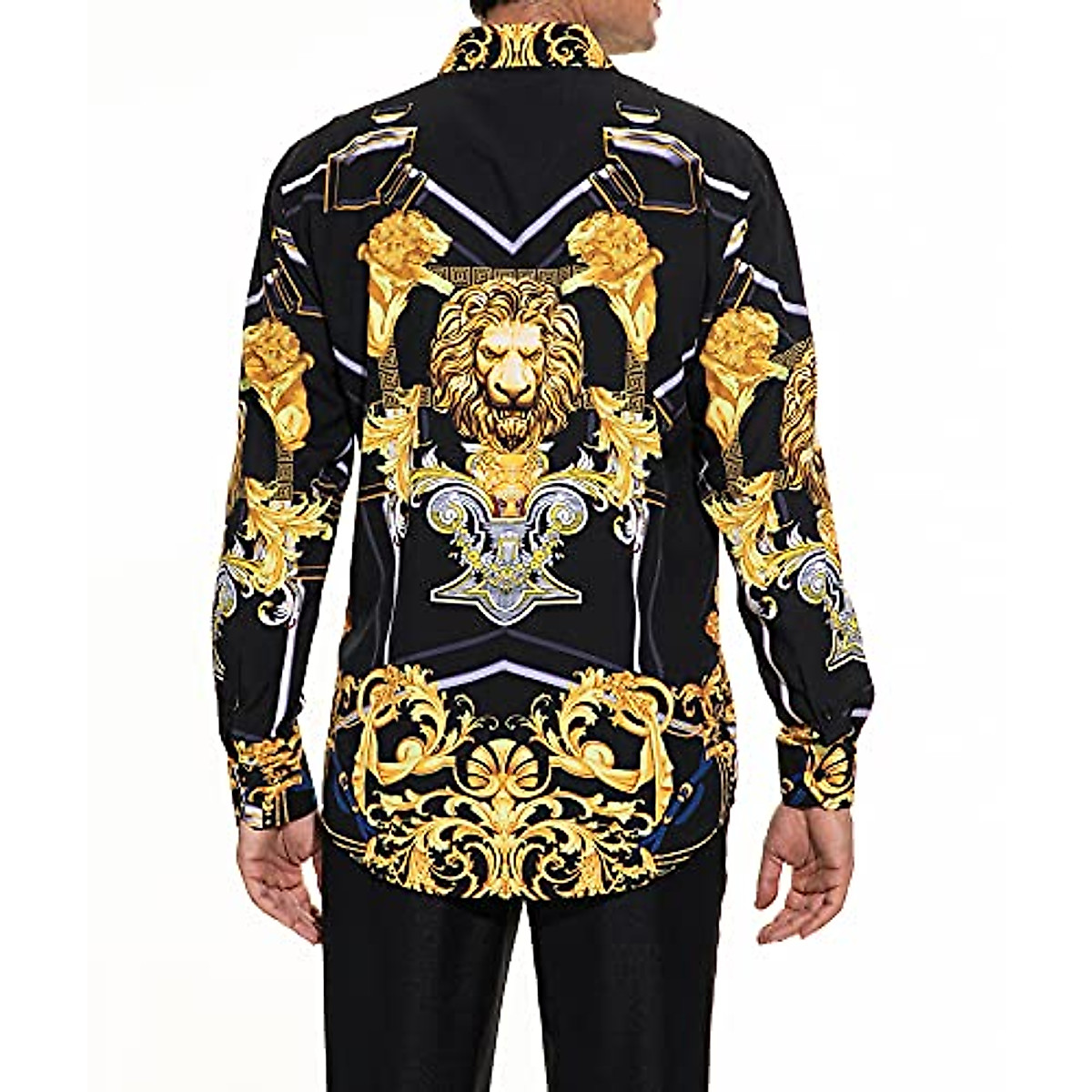 KevaMolly Floral Dress Shirt for Men Long Sleeve Luxury Printed Design Shirts for Men Premier Shirts Western Button Down Baroque Shirts