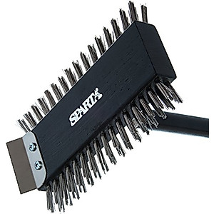 SPARTA 4029000 Stainless Steel Grill Brush, Grill Scraper With Metal Bristles, 30.5 Inches, Black