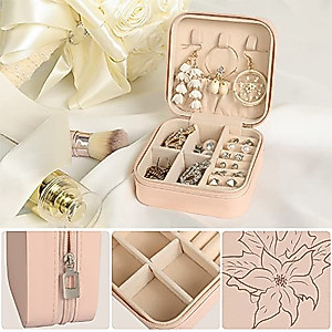 Konelia Small Jewelry Box Organizer, Portable Mini Travel Jewelry Organizer Display Storage Box Rings Earrings Necklaces Daughters Birthday Mother's Day Gifts