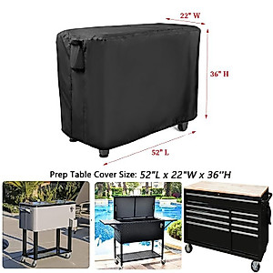 Andacar Prep Table Cover, Outdoor Tool Chest Cover Cooler Cart Cover for Keter Unity XL Portable Bar Rolling Outdoor Table Cover Patio Storage Box Waterproof Storage Cabinet Cover (52inch)