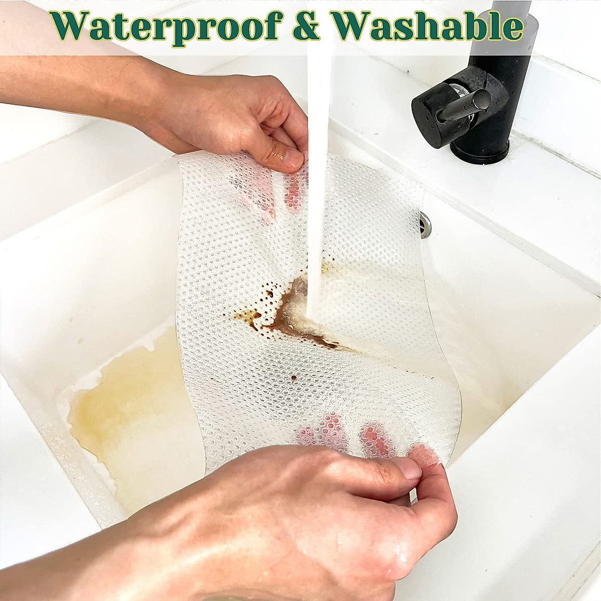 GOTECHBO Shelf Liner Waterproof - Clear Fridge Liners Washable, EVA Anti Frost Refrigerator Mat, Oil-Proof Non Adhesive Cabinet Drawer Liner (17.7" x 181 inch)