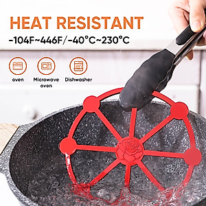2PCS Magnetic Trivets for Hot Pots and Pans, Non-Slip Silicone Mats, Heat Resistant Magnetic Pads for Hot Dishes/Pots/Pans, Black & Red Double Sided Silicone Kitchen Trivets for Table Countertop