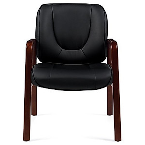 Offices To Go Luxhide Guest Chair with Wood Accents