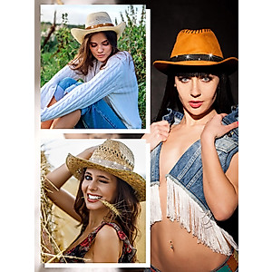 Riceshoot 4 Pcs Bling Rhinestone Hat Band Cowboy Hatband Adjustable Cowgirl Hat Belt Western Style Hat Jewelry for Women Men (Colorful)