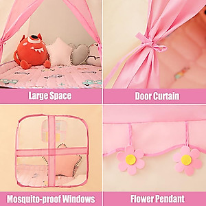 Kids Play Tent Gift, for Girls Boys, Thick Oxford Fabric, Princess Playhouse, Pink Castle, Fairy Tale Tent, Indoor Outdoor, Birthday