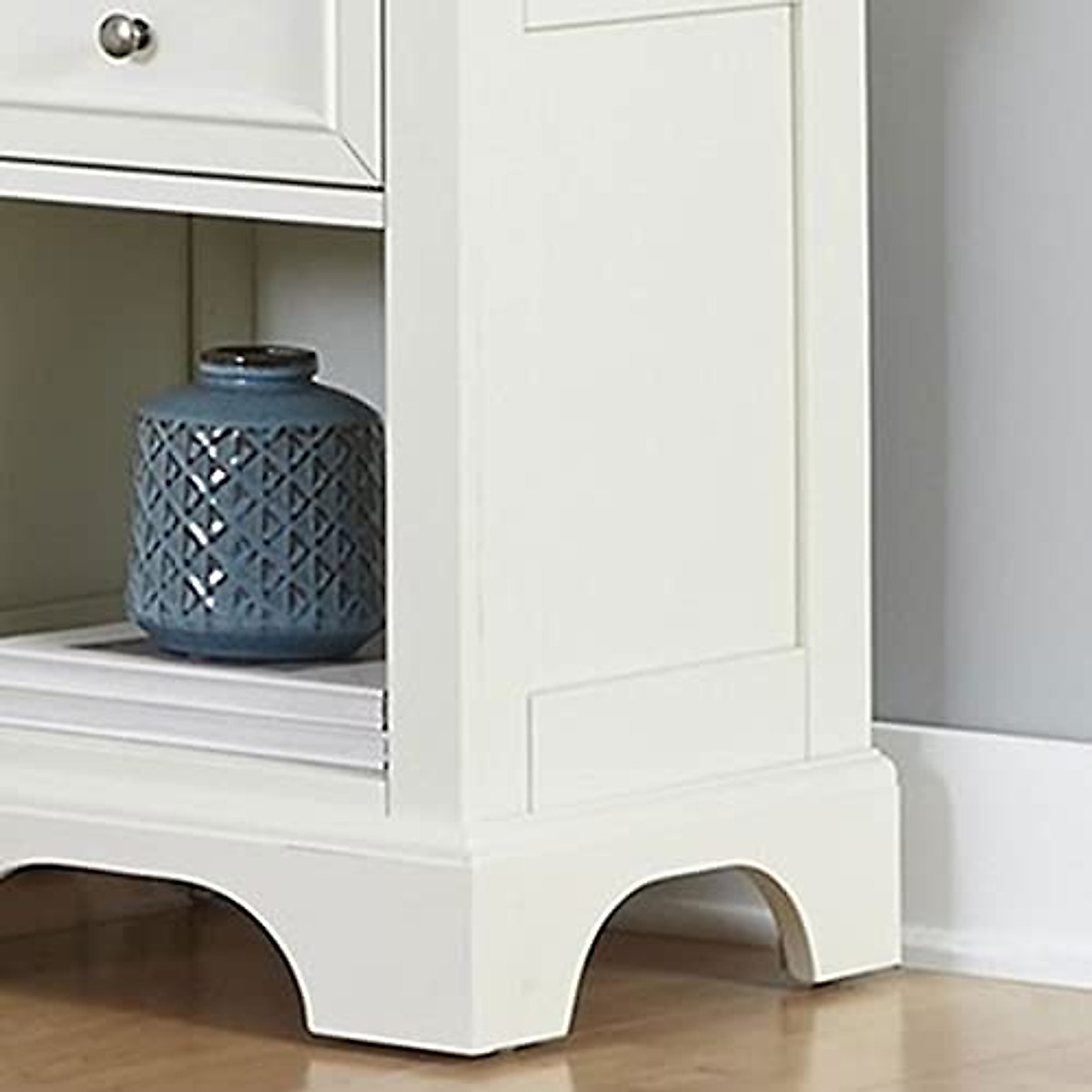 Home Styles Naples White Nightstand with Drawer, Mahogany Hardwood Solids and Engineered Woods, and Open Storage Space