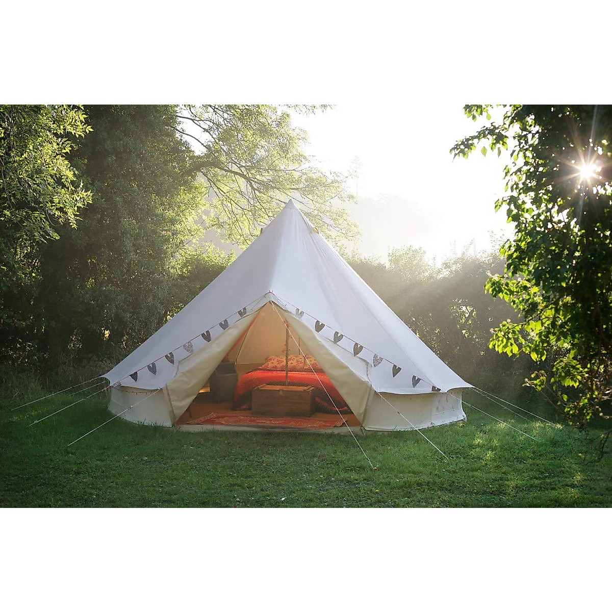 Outdoor Luxury Glamping Bell Tents for Boutique Camping and Occasional Family Camping Trips and Festivals and Human shelter for inhabiting or Leisure(Dia. 5meters)