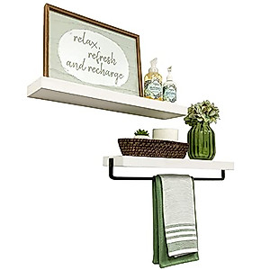 True Floating Towel Holder Set (White, 24 Inch)