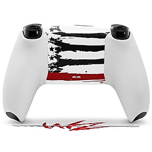 WraptorSkinz Skin Wrap compatible with Sony PS5 DualSense Controller Brushed USA American Flag Red Line (CONTROLLER NOT INCLUDED)
