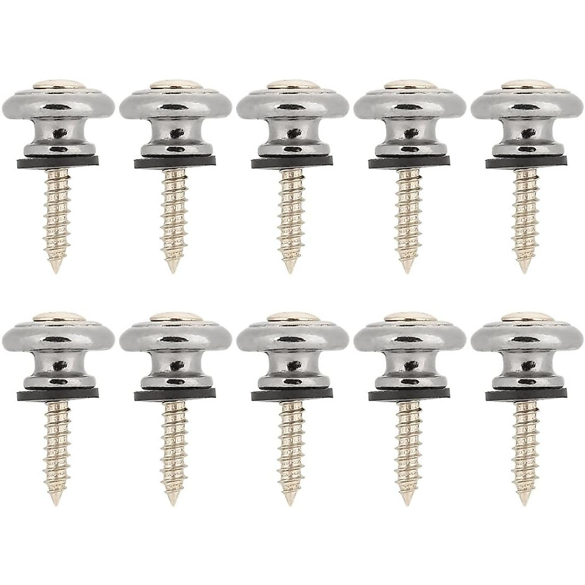 Tbest 10Pcs Mushrooms Head Guitar Strap Buttons Strap Locks Metal End Pin with Screw for Ukulele Electric Bass Silver, Black, Gold(Silver)