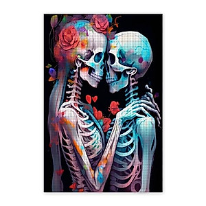 YEEWArt Day of The Dead Diamond Art Painting Kits for Adults Skeleton Couple Kissing Full Drill Diamond Dots Art for Beginners Round 5D Paint with Diamonds Pictures Gem Art Painting Kits 20x24inch