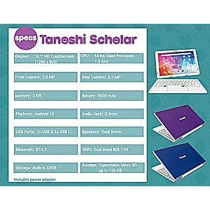 Tanoshi Scholar Kids Computer a Kids Laptop for Ages 6-12, 10.1" HD Touchscreen Display (Purple)