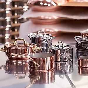 Mauviel M'Minis 1mm Stainless Steel Mini Splayed Saute Pan With Pouring Edge, And Cast Stainless Steel Handle, 0.15-Qt, Made in France