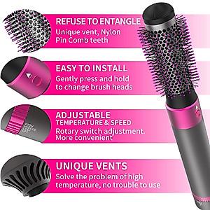 Hot Air Brush Hair Dryer Brush - 5 in 1 Hair Dryer Hot Air Brush Styler Blow Dryer Brush in One,Negative ​Ion/1200W/3 Temp/,One Step Hair Dryer and Styler for Straightening/Curling/Volumizer (Black)