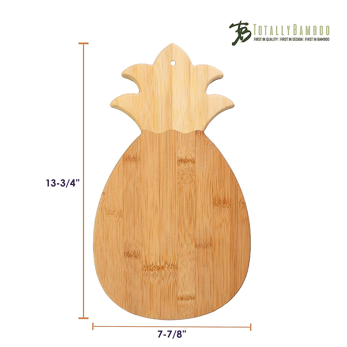 Totally Bamboo Pineapple Shaped Bamboo Serving and Cutting Board, 14-3/8" x 7-1/2"