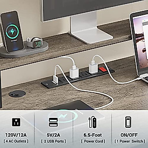 SEDETA L Shaped Desk, 66" Home Office Desk with File Drawer & Power Outlet, Gaming Desk with Led Lights, Corner Computer Desk with Monitor Shelf, Printer Storage Shelves, Two Person Desk, Grey