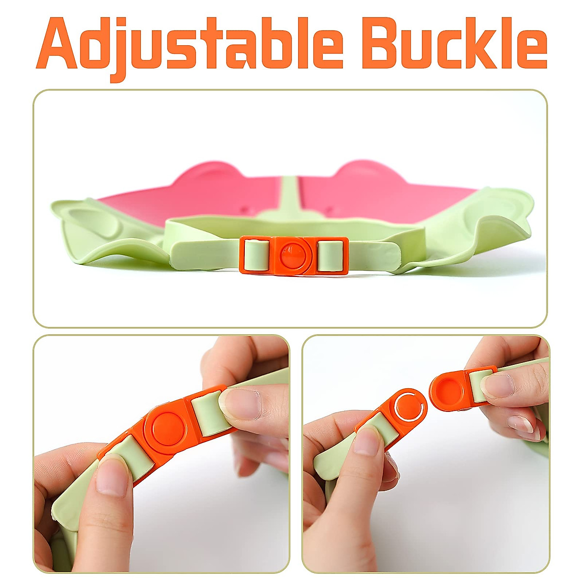 Reidio Baby Shower Cap Bathing Protection Silicone Adjustable Foldable Hair Washing Hat Shampoo Cap for Baby Toddler Kid Portable (Pink)