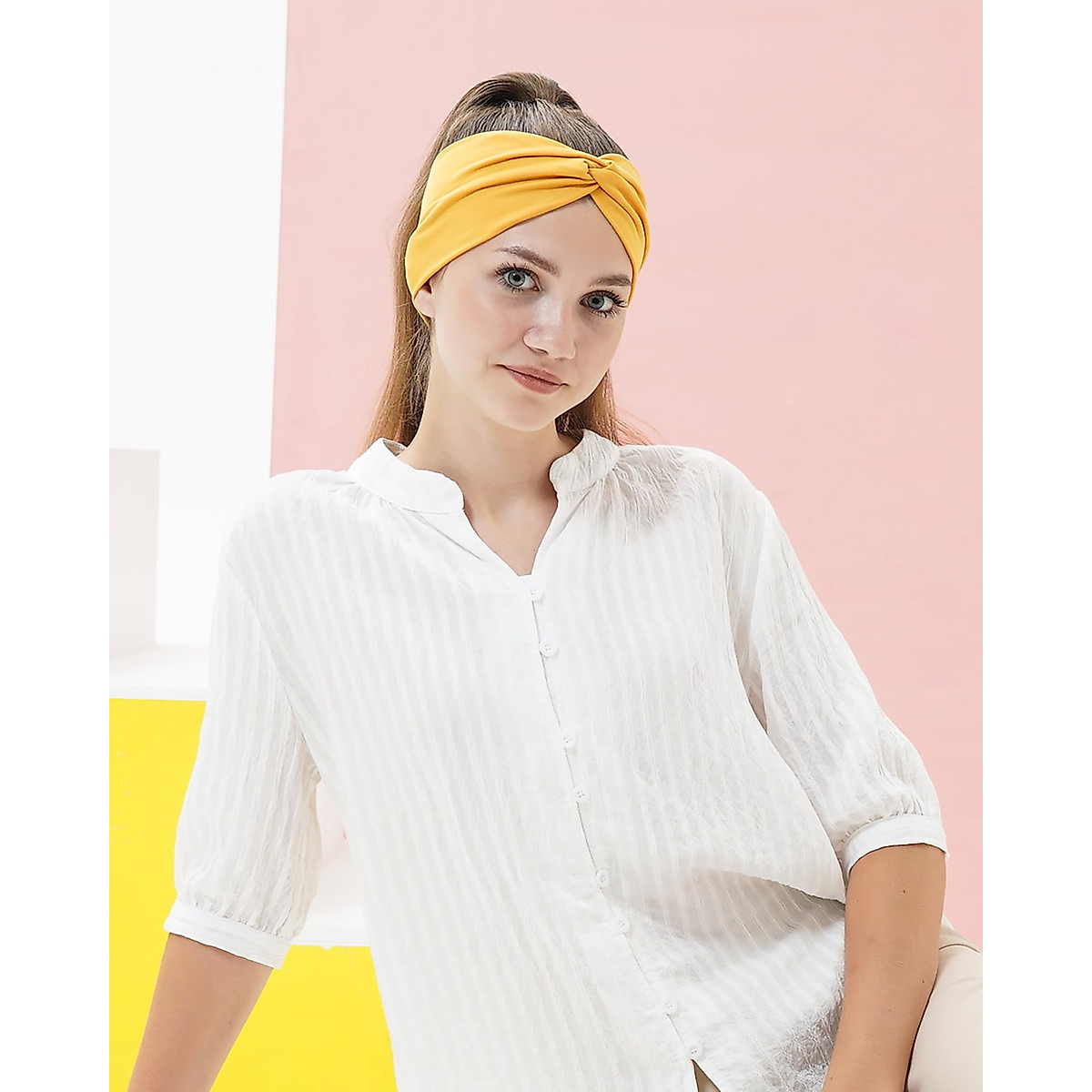 jollybows 16 Pack Headbands for Women Non Slip Wide Knotted Head Bands Elastic Twist Yoga Workout Hair Wraps for Girls