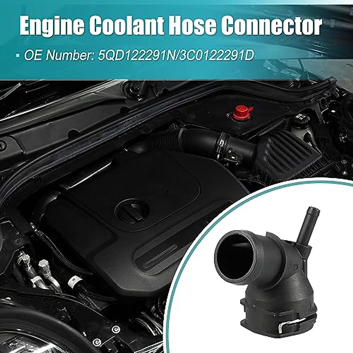 X AUTOHAUX Upper Engine Coolant Distributor Hose Connector for Volkswagen Jetta 2005-2017 for Volkswagen Golf 2010-2013 for Volkswagen Eos 2009-2016 No.5QD122291N/3C0122291D