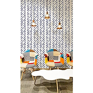 FuLWth Blue/White Stripes Peel and Stick Wallpaper Modern Geometric Contact Paper 17.7in x 78in Removable Stripe Decorative Wall Paper Self Adhesive Wallpaper for Cabinets Home Decoration