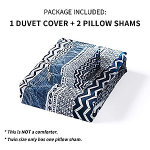 HYPREST Bohemian Duvet Cover Queen Size -Blue and Teal Duvet Cover Soft Lightweight Comforter Cover Set, Oeko-TEX Certificated (No Comforter)