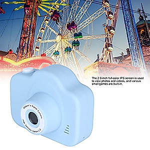FASJ 1080P Digital Camera, Lightweight Child Camera Cute Mini for Gift for Educational Toy(Blue)