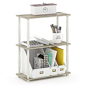 Furinno Turn-N-Tube 3-Tier Compact Multipurpose Shelf Display Rack with Classic Tube, Sonoma Oak/White