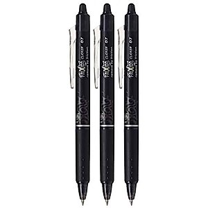 PILOT FriXion Ball Clicker Retractable Erasable Gel Pen, Fine Point, 0.7mm, Black Ink, 3 Count
