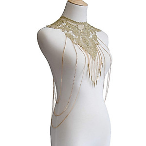 Gold Fine Chain Flower Lace Bikini Body Chain Necklace Jewelry for Women