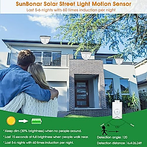 SunBonar Solar Street Lights Outdoor Motion Sensor, Dimmable & Cool White(6000K) & Warm White(3000K) & Timer, Dusk to Dawn Aluminum Solar Flood Light with Remote for Driveway Path Garden Parking Lot
