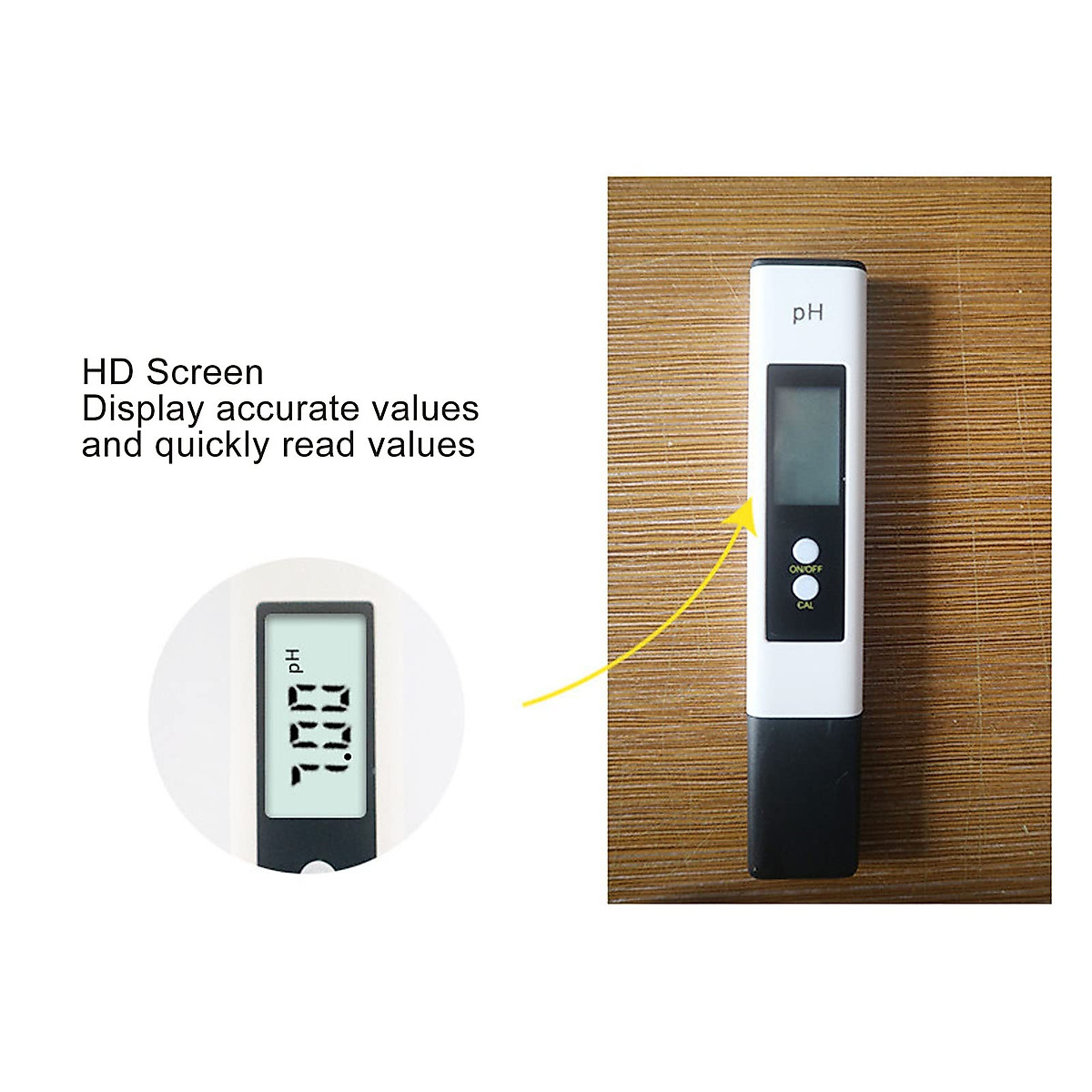 PH Tester, Quick Speed Automatic Recognition PH Detector White Backlit Display Resistance Precise Alloy Probe for Aquaculture