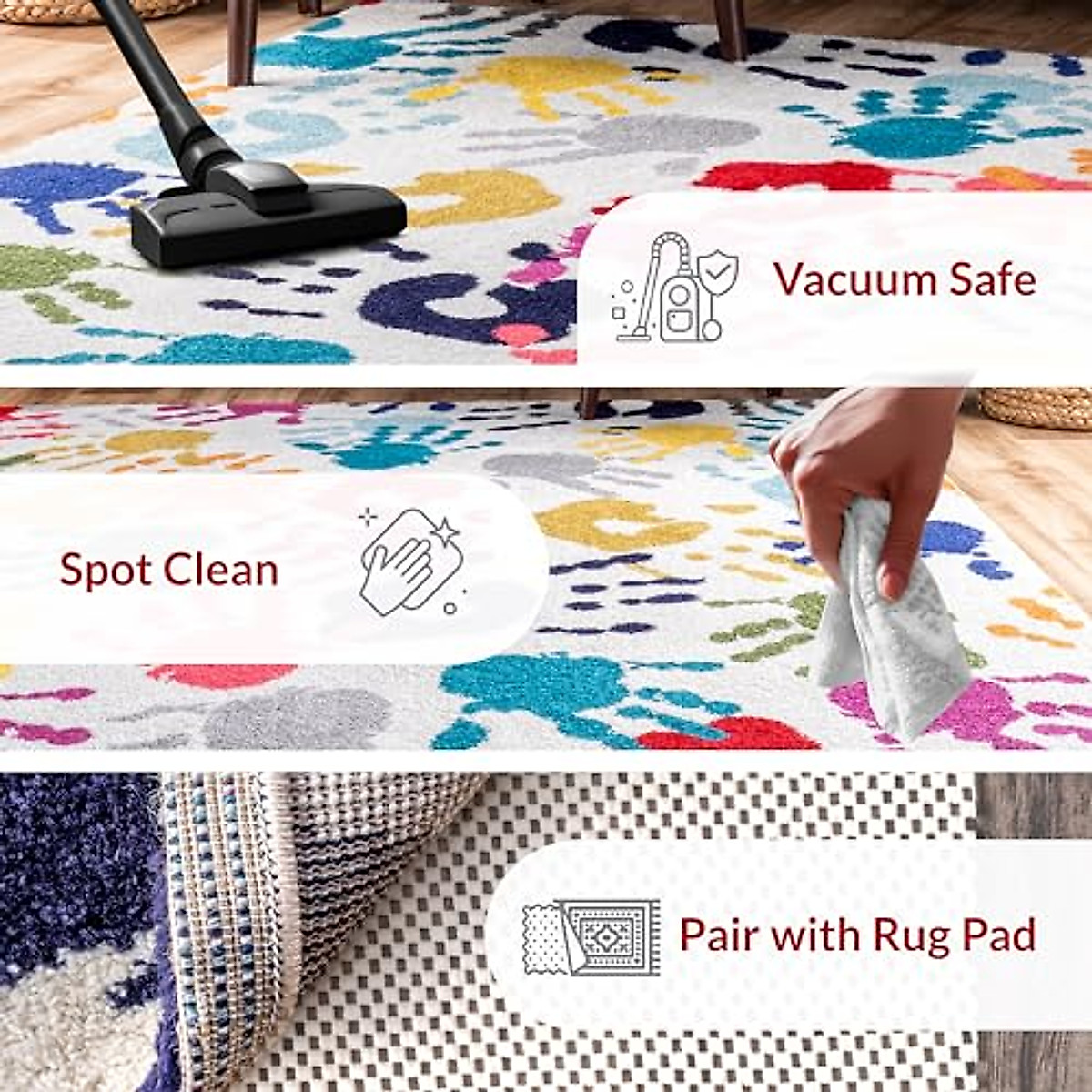 nuLOOM Pinkie Handprint Kids Area Rug, 4x6, Multi