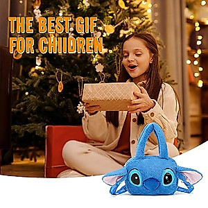 NanWind Stitch adjustable shoulder strap crossbody bag, zippered handbag. Stitch plush animal soft doll, cute children's gift (blue)