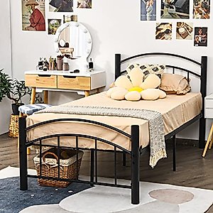 Giantex Metal Bed Frame, Modern Platform Bed with Headboard and Footboard, Heavy-Duty Steel Slat Support Mattress Foundation, Noise Free, Easy Assembly, No Box Spring Needed Frame (Twin Size, Black)