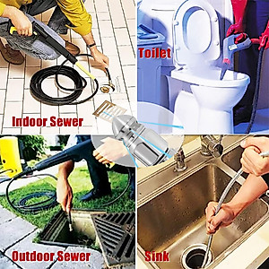 2 Pack 5000 PSI Sewer Jet Nozzle with Pressure Washer Coupler, Stainless Steel 1/4 Inch Pressure Washer Drain Jetter Hose Nozzle and Brass Fittings Quick Connector, 1/4'' Quick Connect to Female NPT